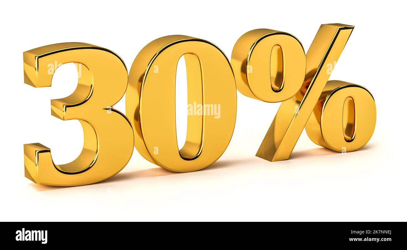 3d golden 30 percent off discount isolated on white background for sale ...