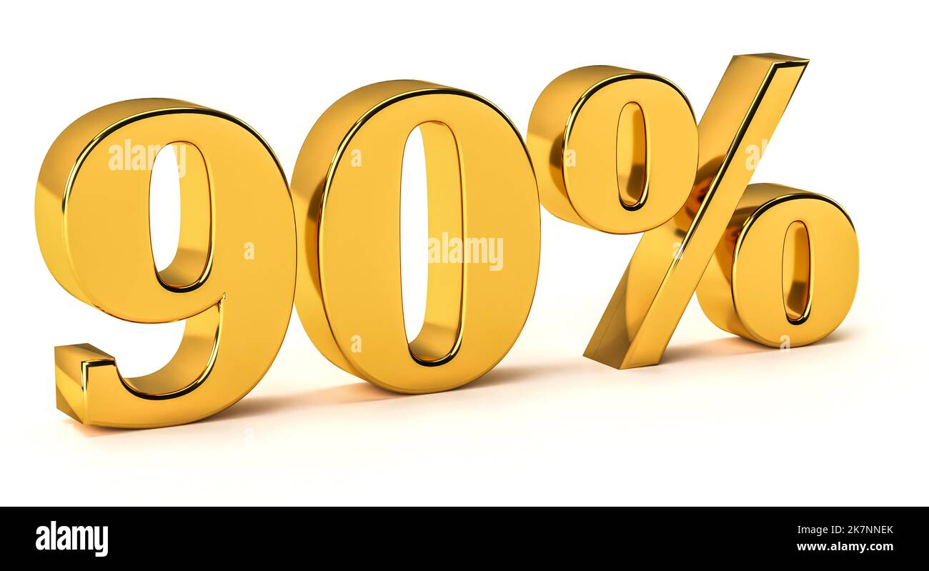 3d golden 90 percent off discount isolated on white background for sale ...