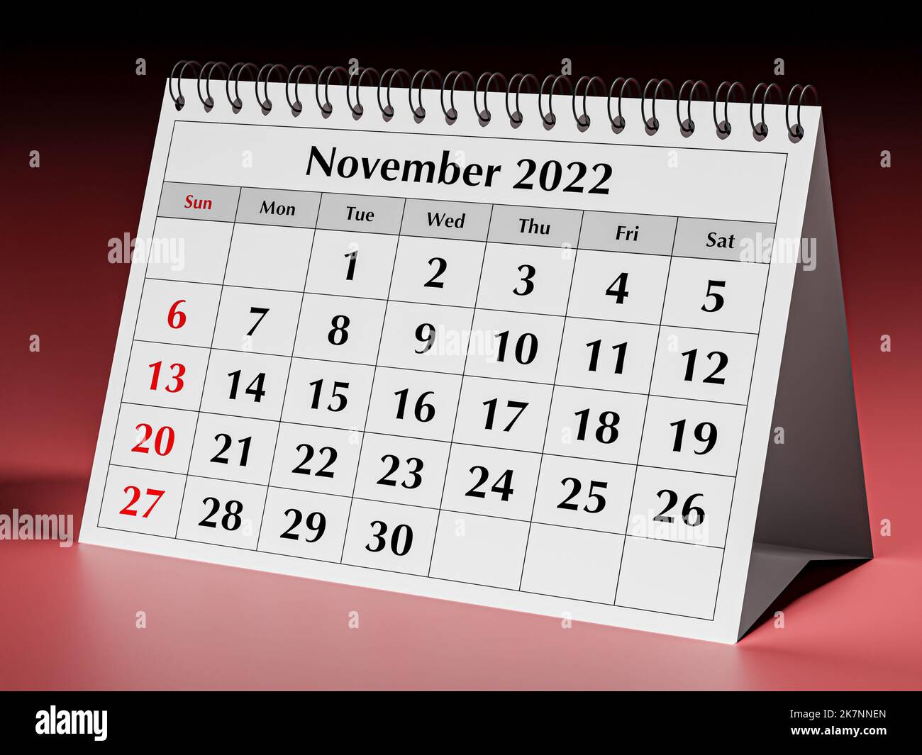 One page of the annual business desk monthly calendar. Date - month ...