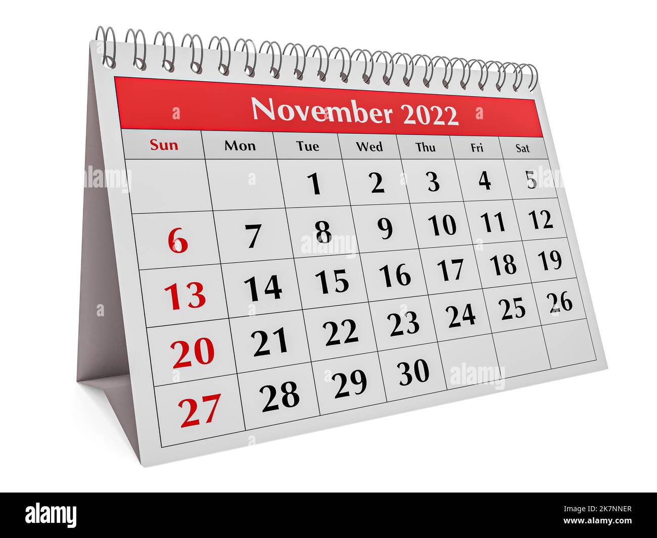 One page of the annual business desk monthly calendar. Date - month ...