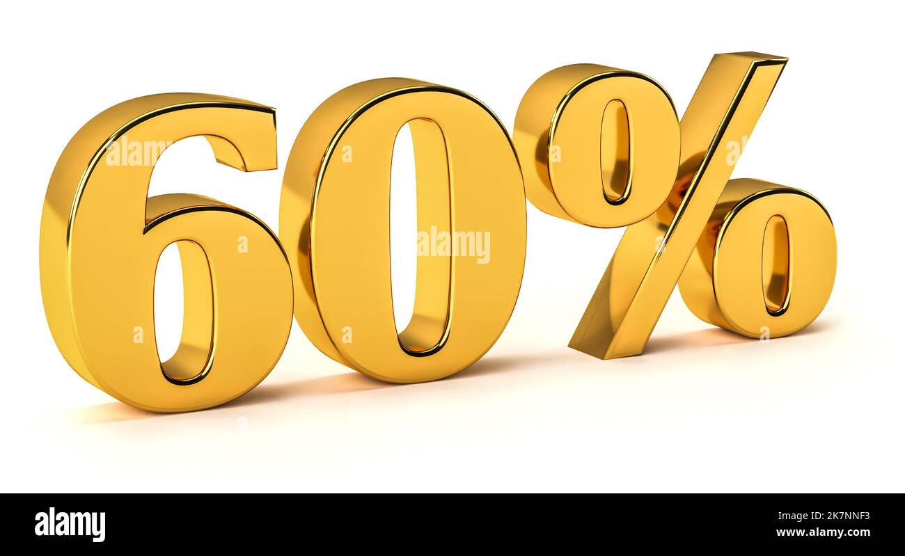 3d golden 60 percent off discount isolated on white background for sale ...