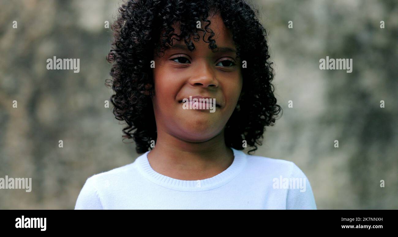 Happy Brazilian child portrait smile. Close-up face little kid Stock ...