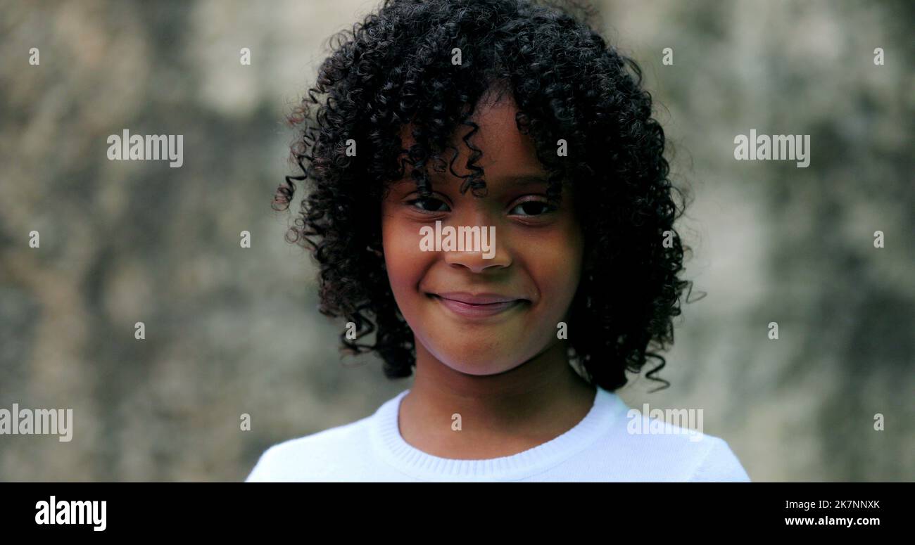 Happy Brazilian child portrait smile. Close-up face little kid Stock ...