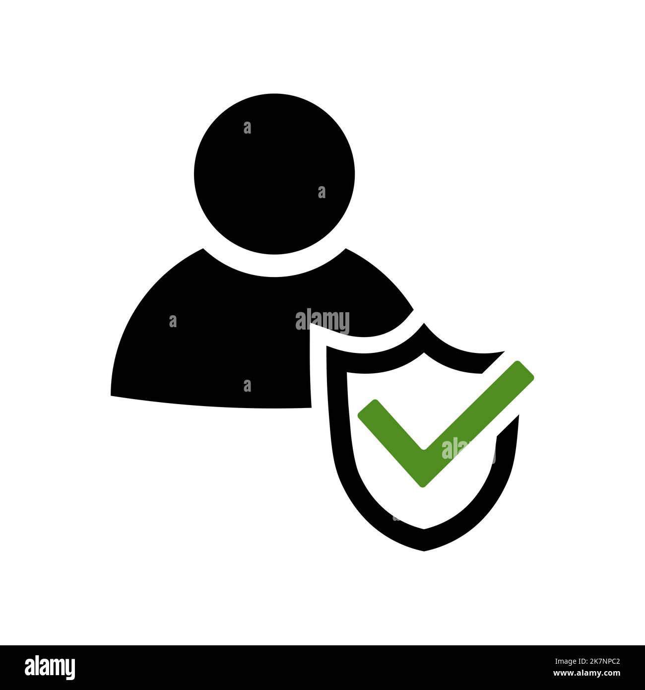 Man and shield security symbol. Protection icon in flat. User profile ...