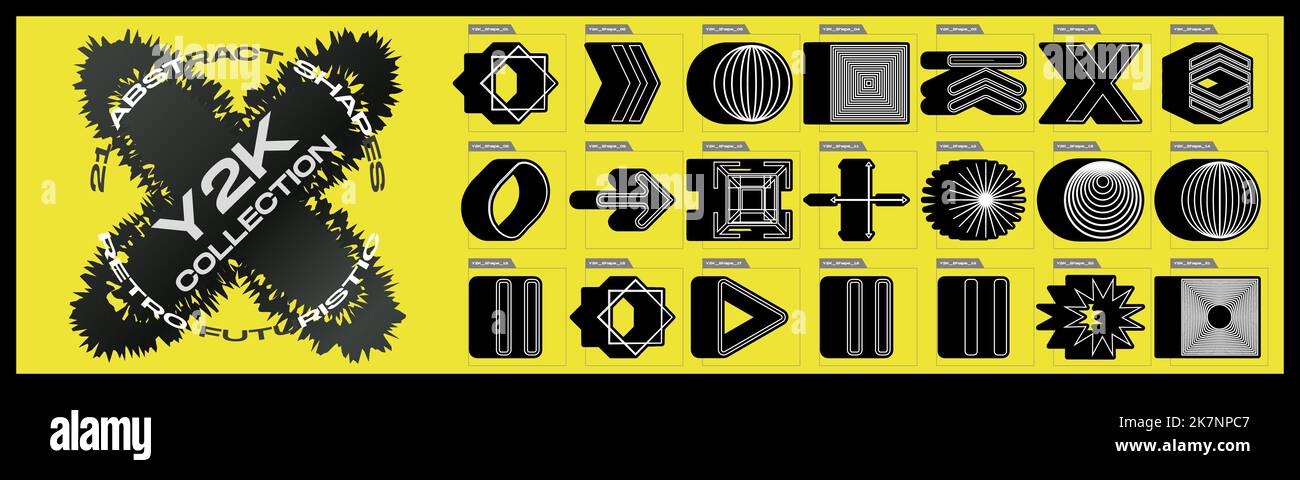 Vector set of Y2K. Trendy geometric design elements. Simple shapes forms Stock Vector Image ...