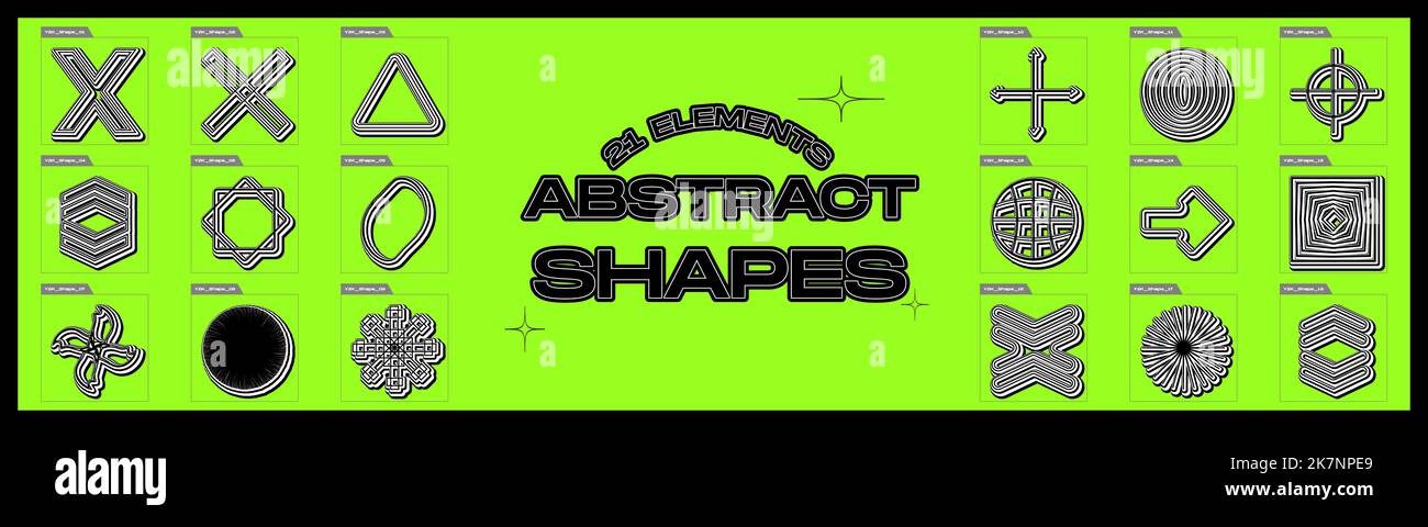 Collection of Y2K elements. Minimalist geometric elements. Objects in ...