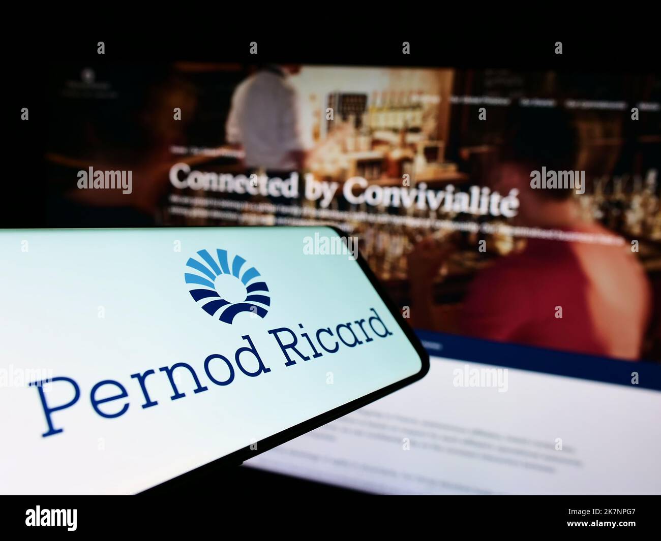 Mobile phone with logo of French beverage company Pernod Ricard S.A. on ...