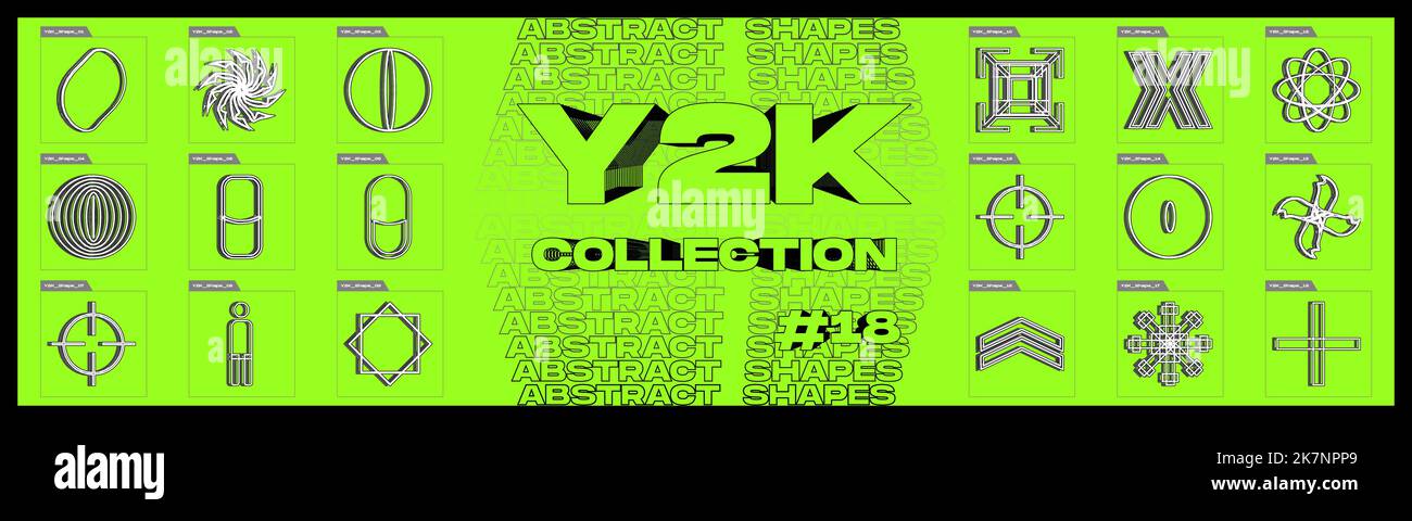 Collection of Y2K elements. Big collection of abstract graphic ...