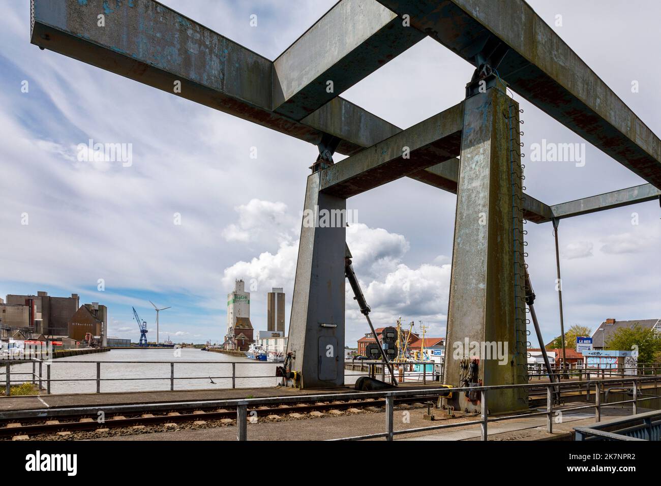 Bascule bridge between the outer harbor and the inner harbor of Husum ...