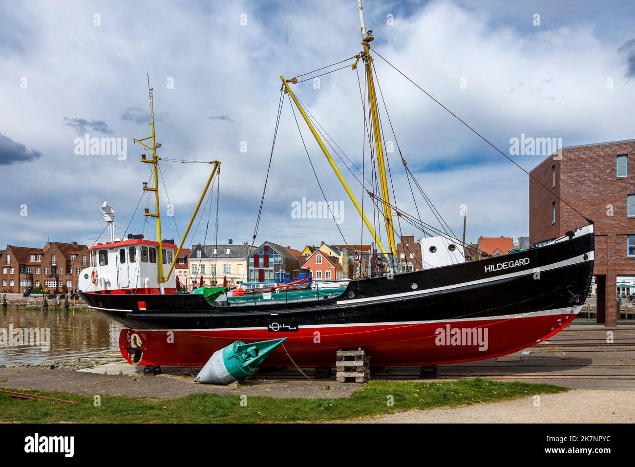 Binnenhafen Husum, Husum inland port, rails of the slipway of the ...