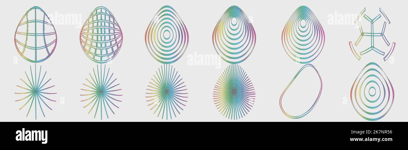 Retrofuturistic y2k geometry design elements collection. Trendy geometric design elements ...