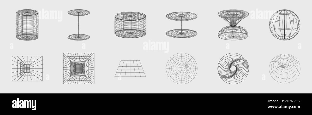 Collection of Y2K elements. Minimalist geometric elements. Simple shapes forms Stock Vector ...