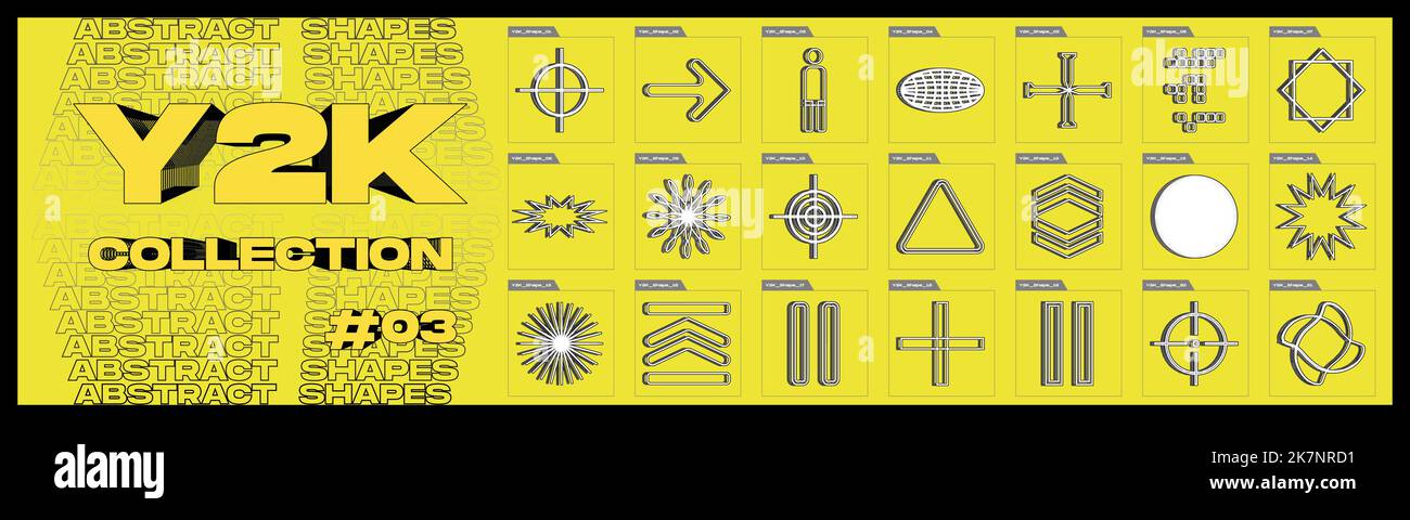 Retrofuturistic y2k geometry design elements collection. Collection of abstract graphic ...