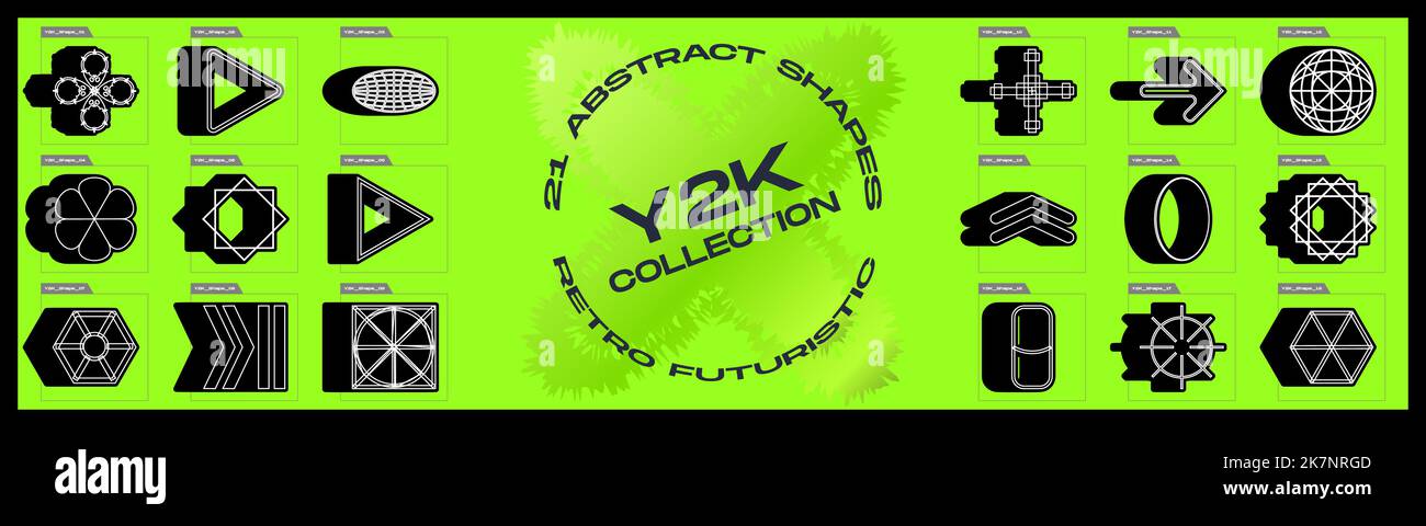 Vector set of Y2K. Large set of retro objects for design. Simple shapes forms Stock Vector Image ...