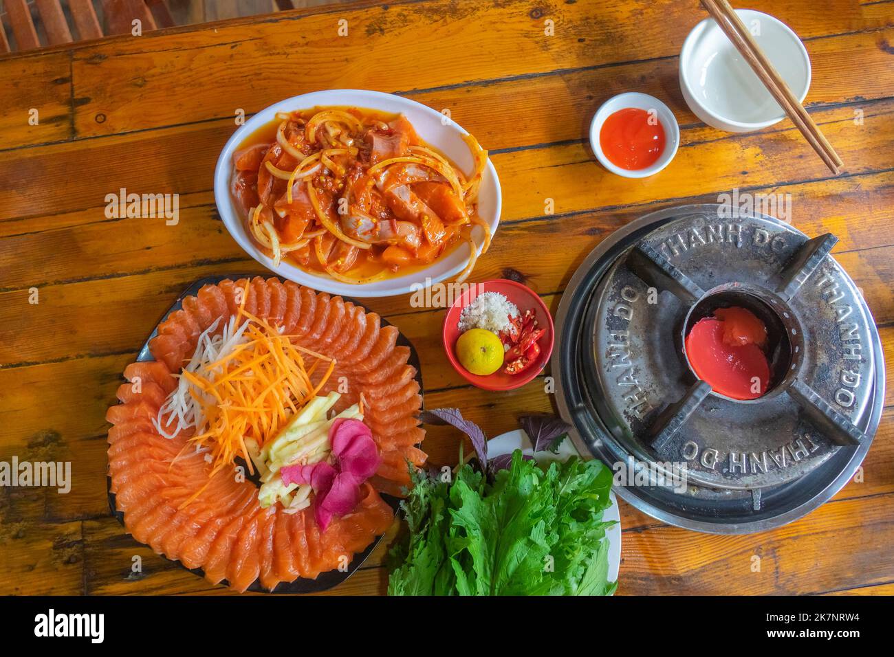 Salmon salad, a famous food in Sapa, Vietnam Stock Photo - Alamy