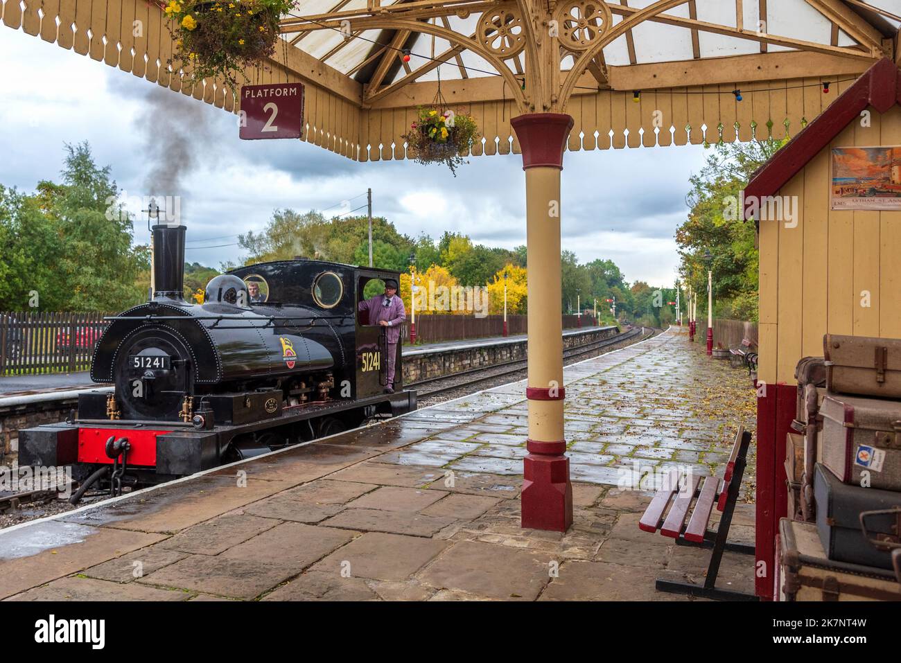 Number 51241 Pug steam engine at Ramsbottom station durring the autumn ...