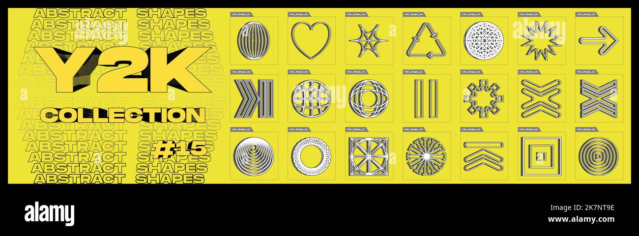 Brutalism shapes. Large set of retro objects for design. Frames ...