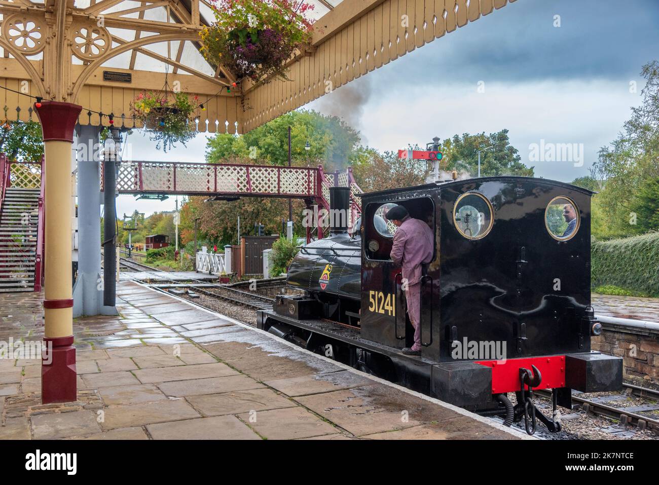 Number 51241 Pug steam engine at Ramsbottom station durring the autumn ...