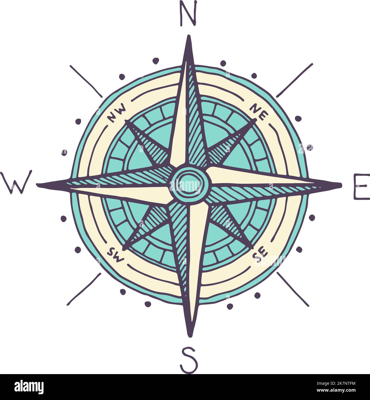 Compass symbol. Marine navigation hand drawn sketch Stock Vector Image ...