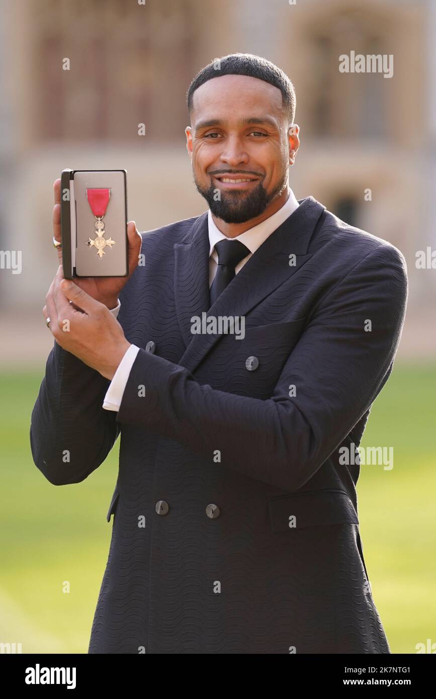 Ashley Banjo holds his British Empire Medal after being made an MBE ...