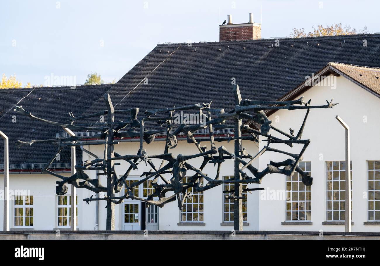 Dachau, Germany. 18th Oct, 2022. The bronze sculpture "People in the ...