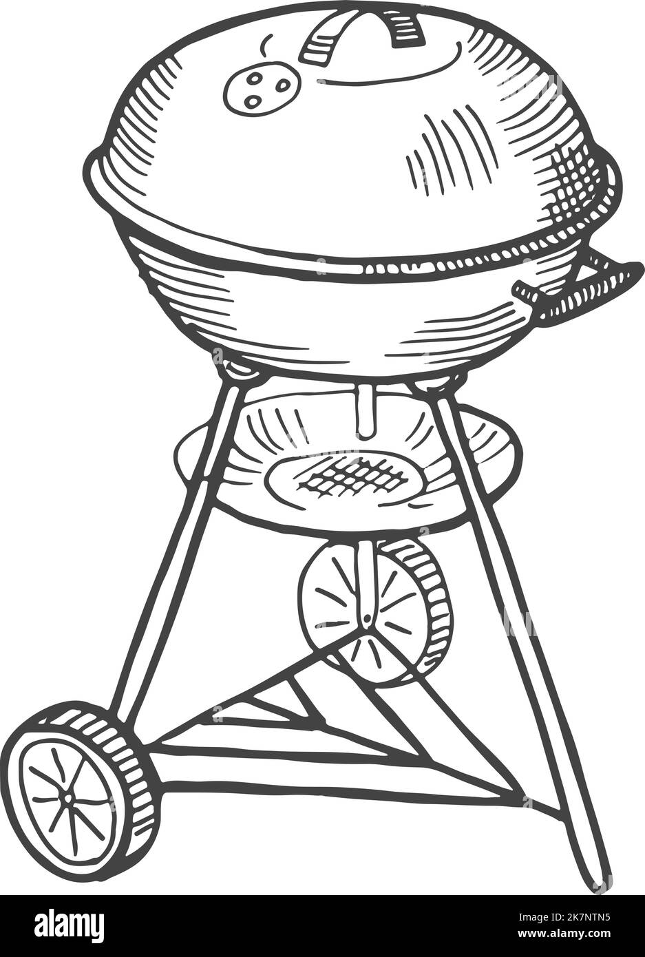 Electric grill engraving. Outdoor meat cooking barbecue Stock Vector ...