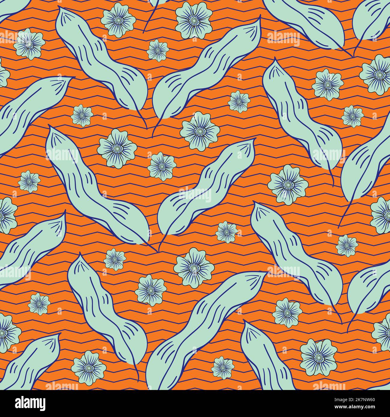 Surreal vector abstract tropical botanical leaves and flowers. Seamless ...