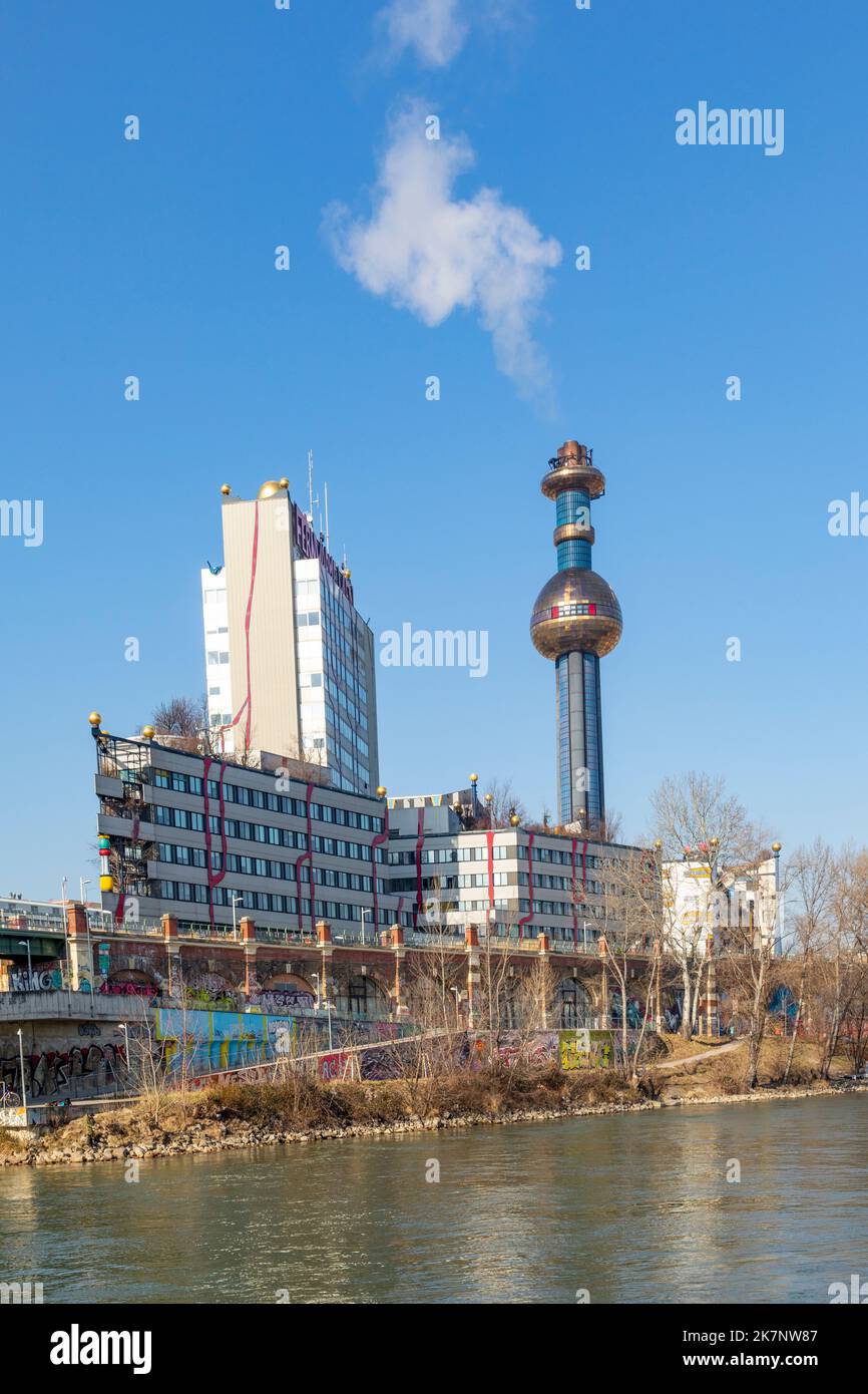 Vienna, Austria - February 15, 2019: Spittelau waste incineration plant ...
