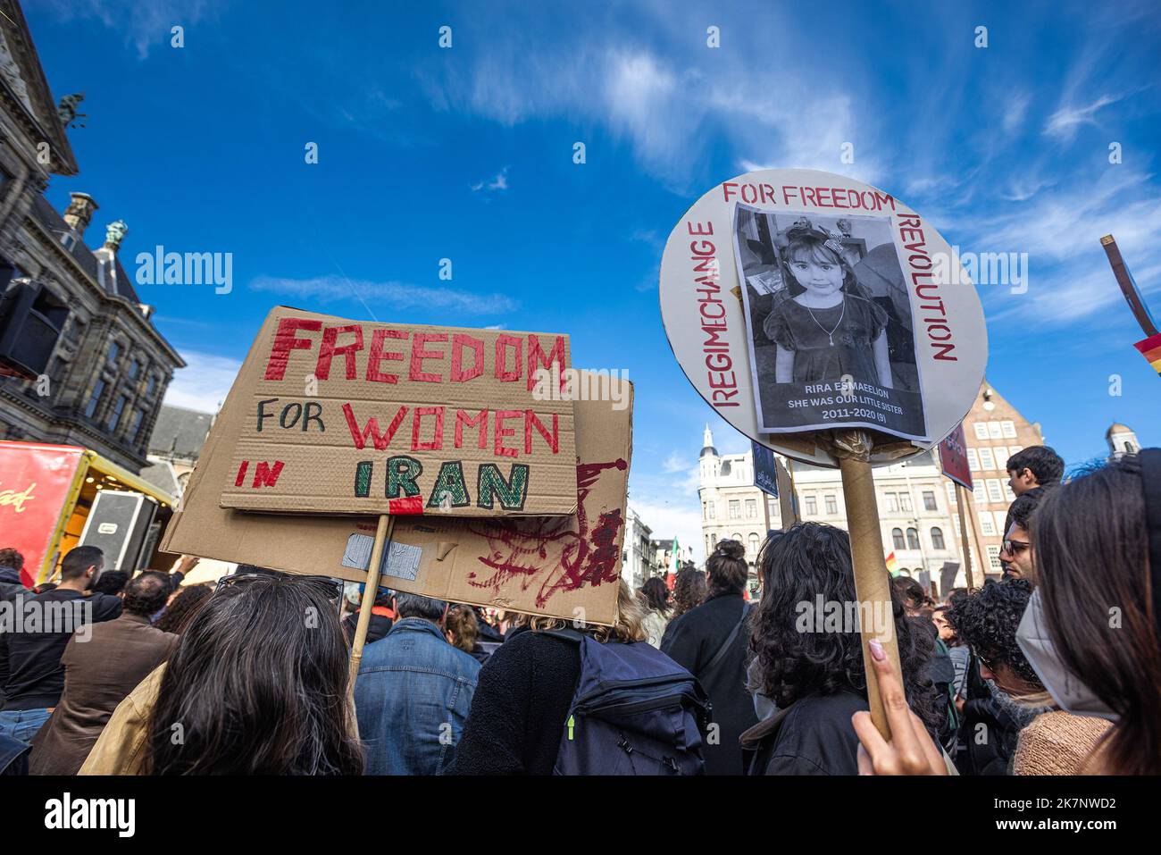 Protesters march with placards expressing their opinion during the ...