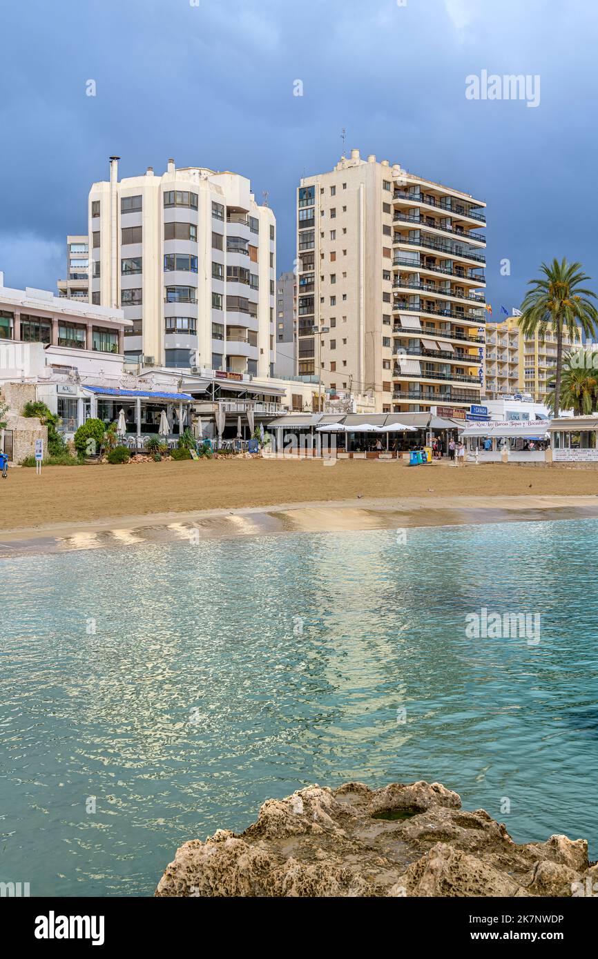 The quiet, secluded seaside town of Calpe (also spelt Calp) north of ...