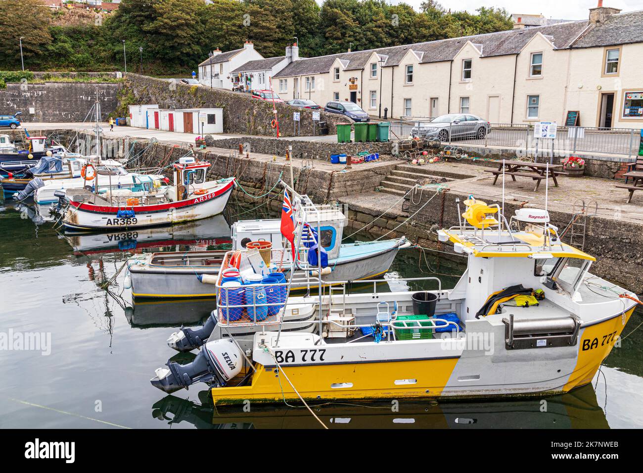 Fishing boats in the harbour at to the seaside village of Dunure, South ...