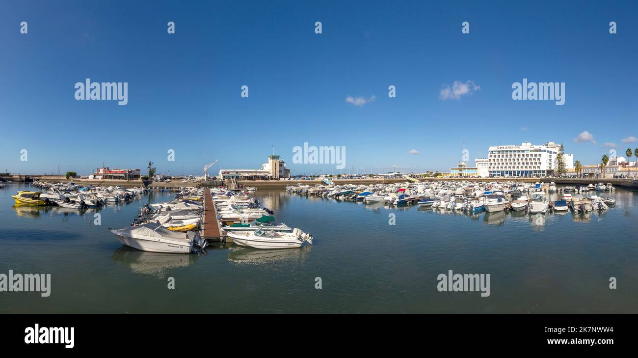 Faro, Portugal - October 3, 2020: harbor promenade with ships and ...