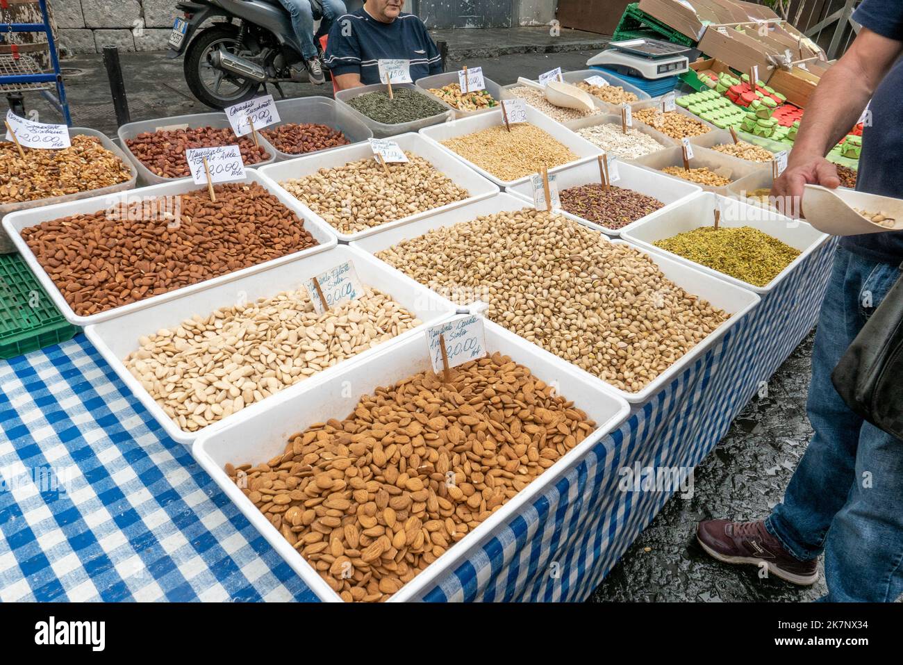 Catania, Italy - September 27, 2022: people visit the central market in ...