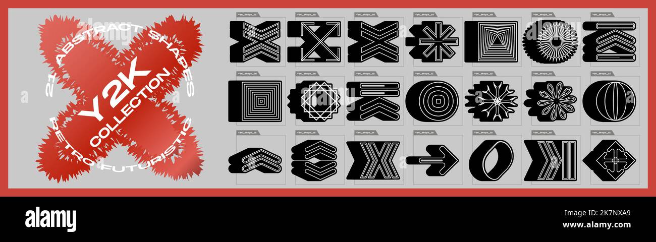 Collection of Y2K elements. Large set of retro objects for design. Objects in y2k style Stock ...