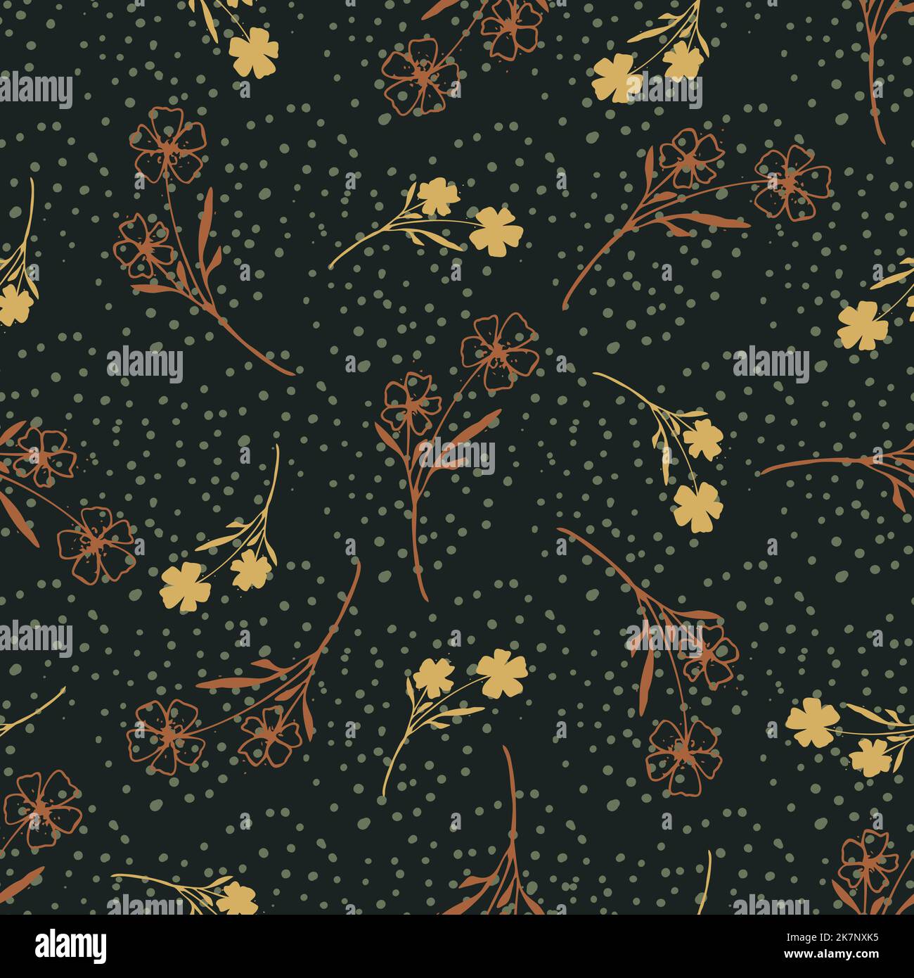 Vintage wild meadow flower seamless vector pattern background ...