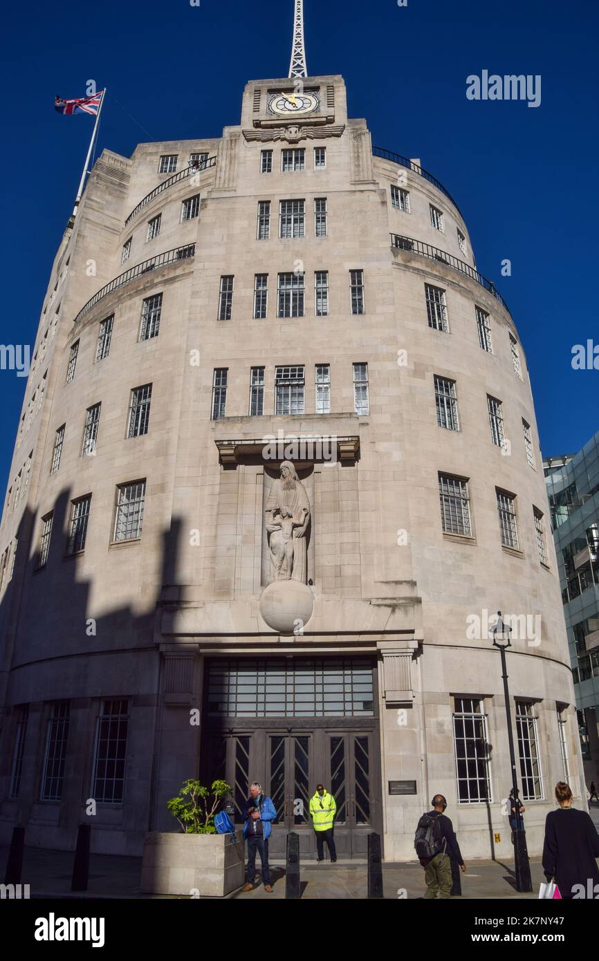 London, UK. 18th Oct, 2022. General view of Broadcasting House, the BBC ...