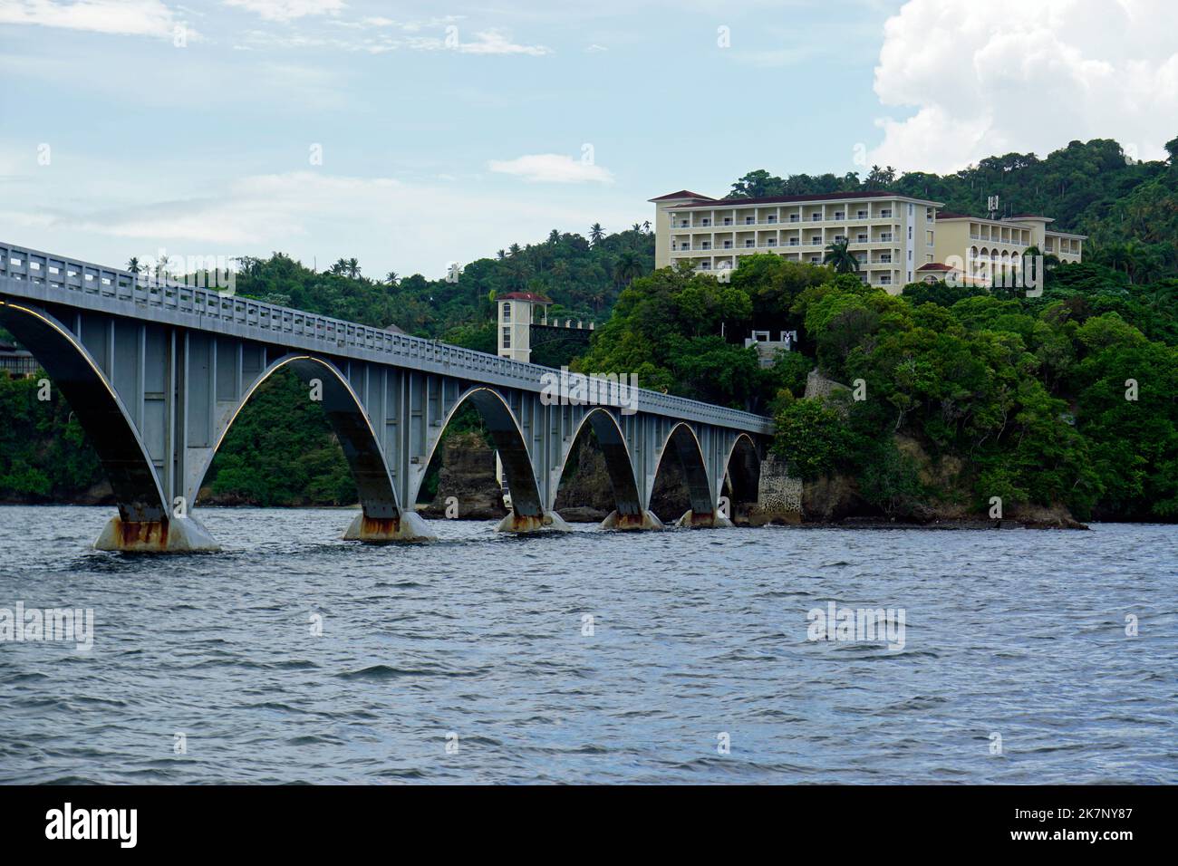modern bridge in the bay of samana peninsula in the dominican republic ...