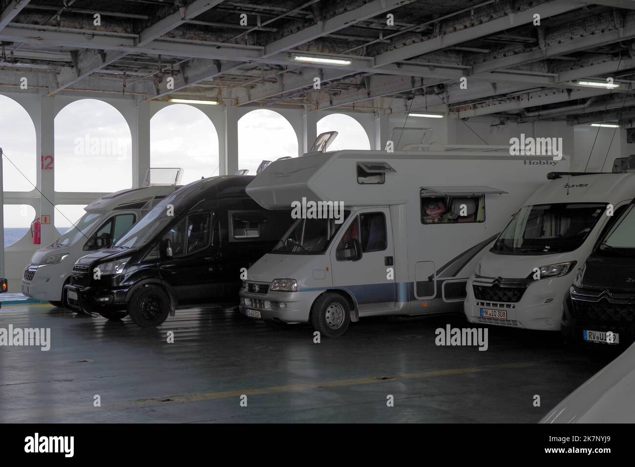 Camper vans on the open deck using the camp on board option on the ...