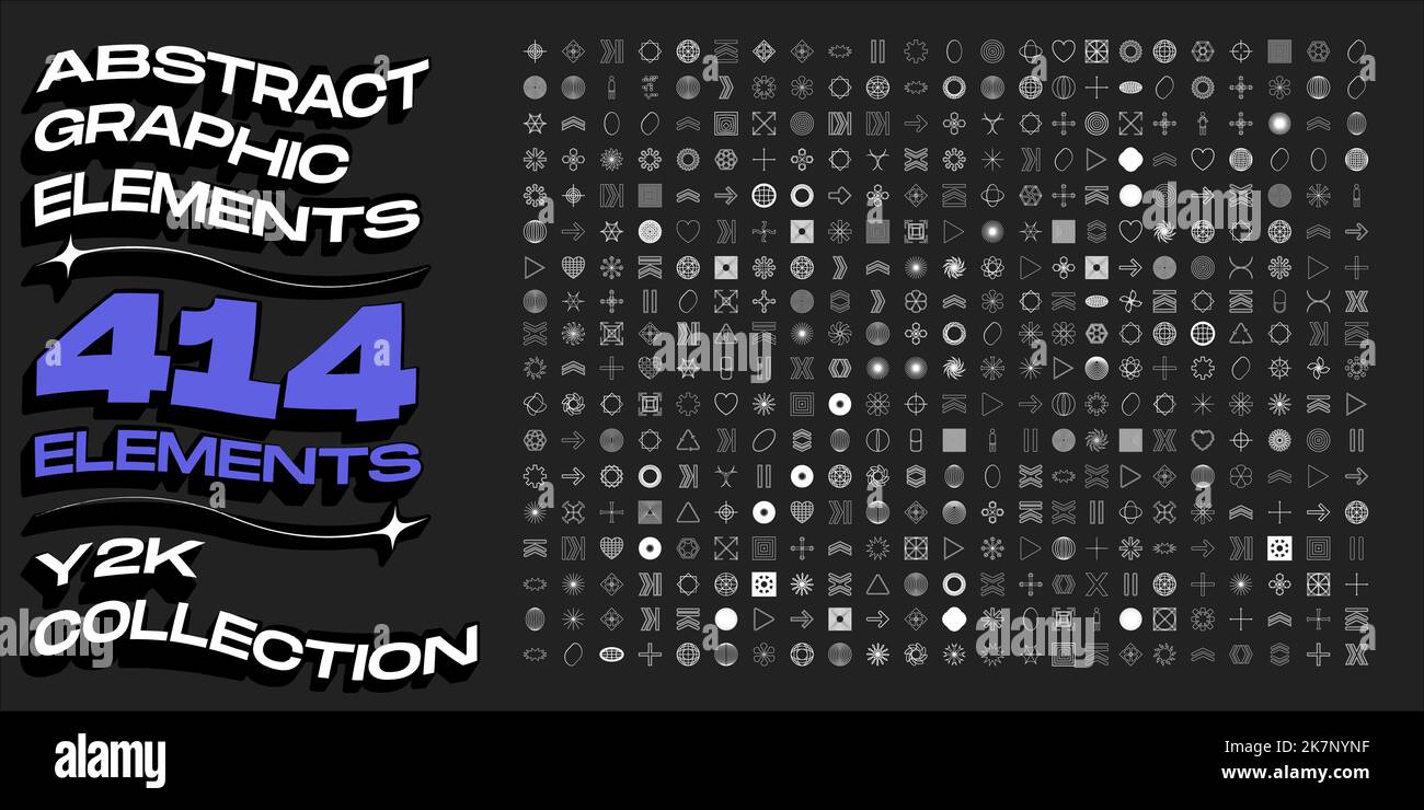 Collection of Y2K elements. Large set of retro objects for design ...