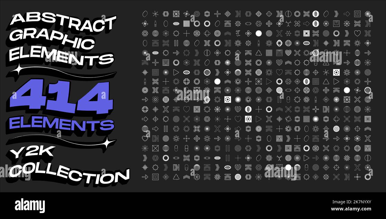 Retro futuristic elements for design. Big collection of abstract ...