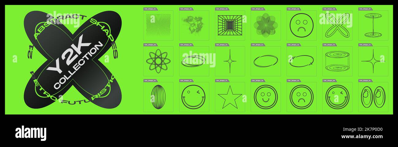 Vector set of Y2K. Collection of abstract graphic geometric symbols ...