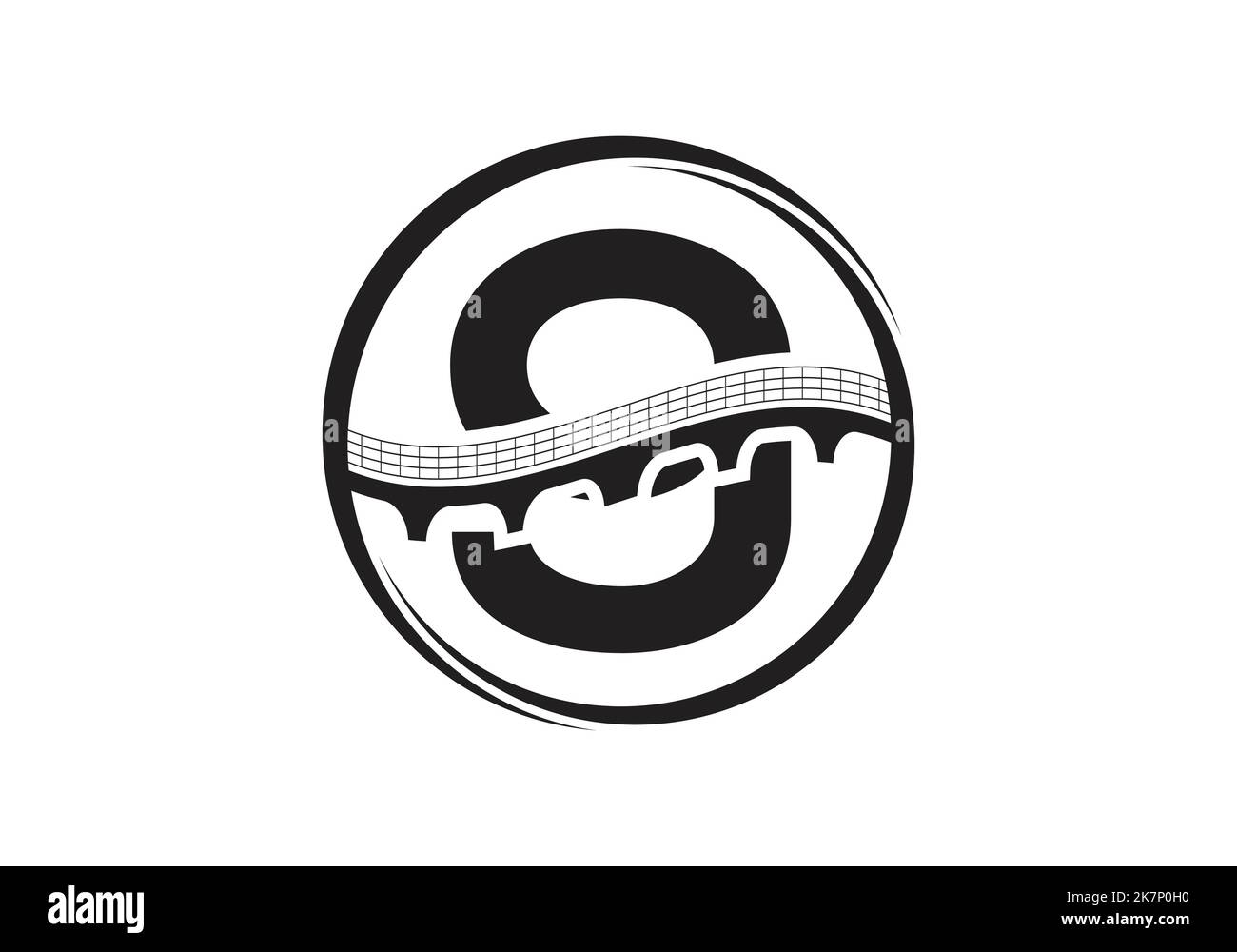 Initial 9 monogram letter alphabet with bridge sign. Abstract bridge ...