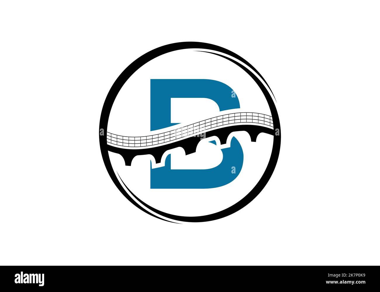 Initial B monogram letter alphabet with bridge sign. Abstract bridge ...