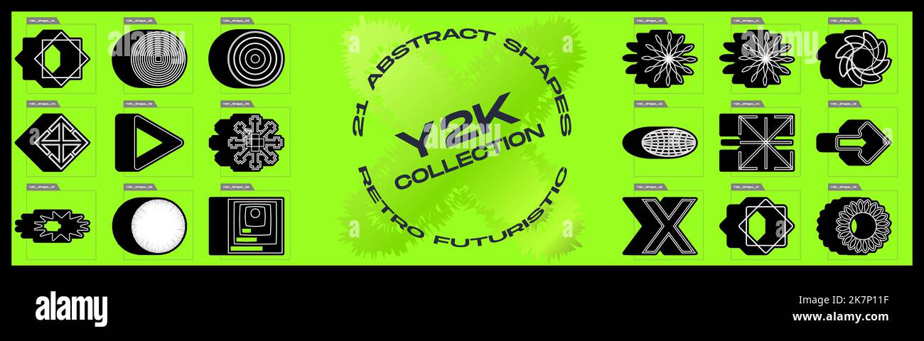 Retrofuturistic y2k geometry design elements collection. Minimalist geometric elements. Objects ...