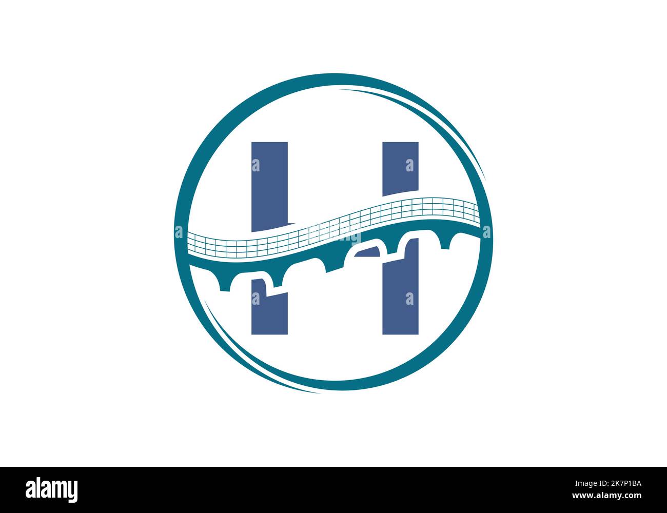 Initial H monogram letter alphabet with bridge sign. Abstract bridge ...