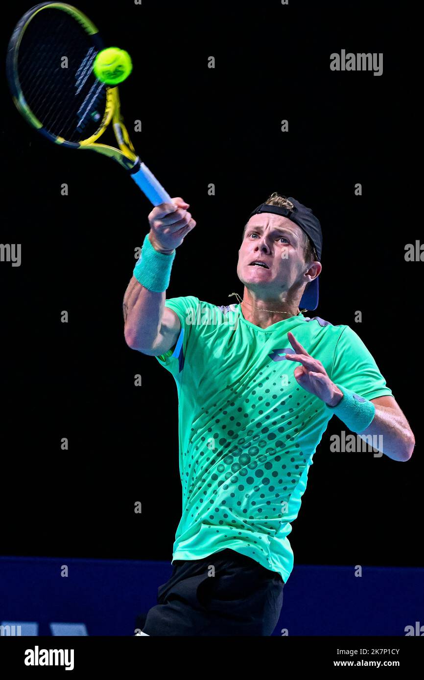 Dutch Jesper De Jong pictured in action during the men's singles first ...