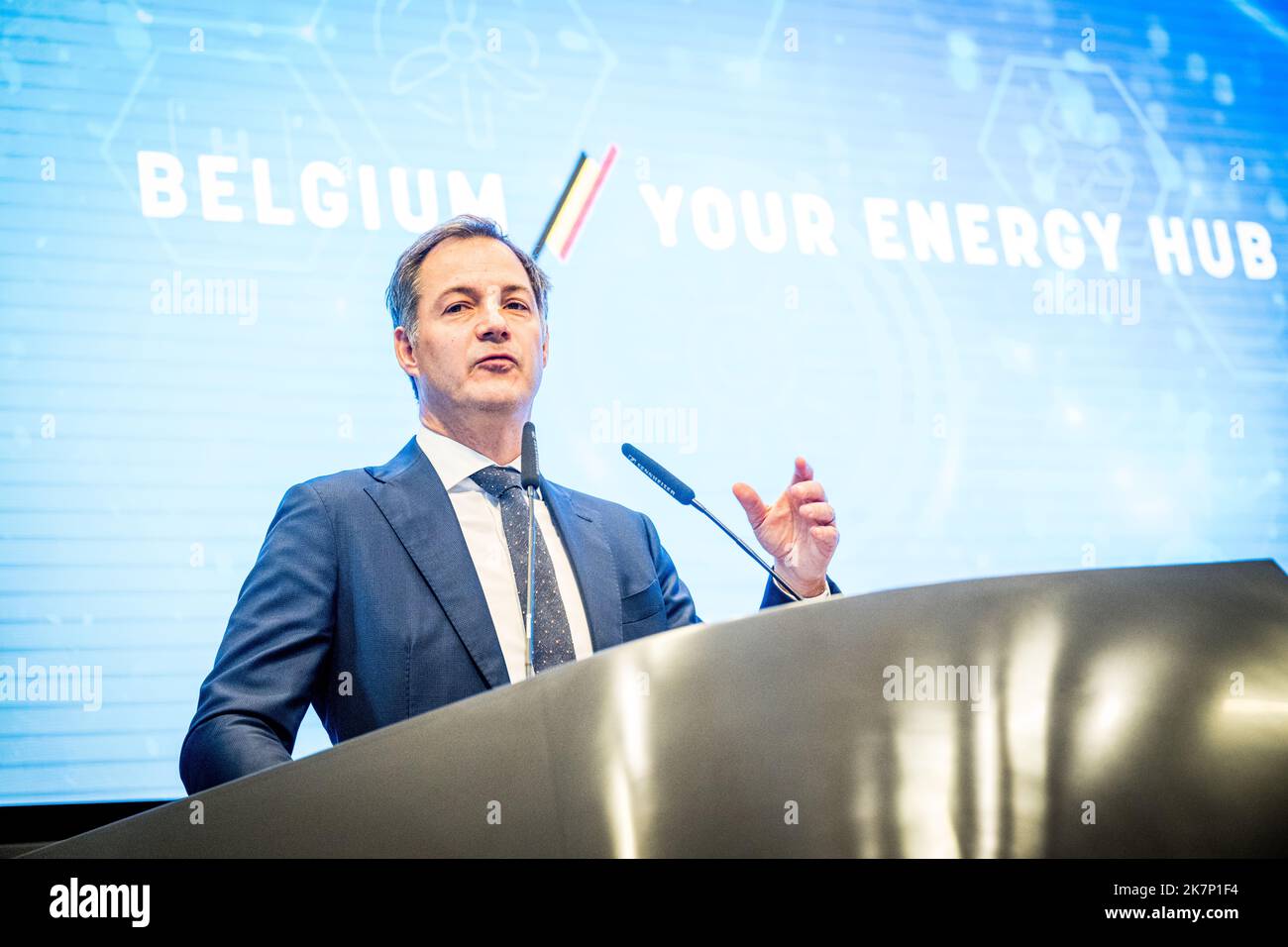 Prime Minister Alexander De Croo pictured during the presentation of ...