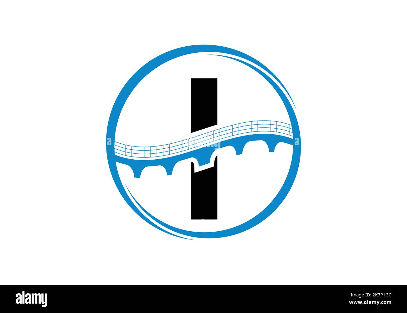 Initial I monogram letter alphabet with bridge sign. Abstract bridge ...