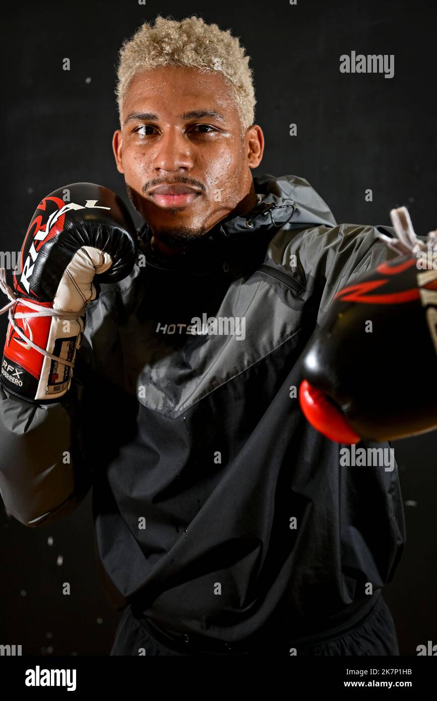 Belgian boxer Ryad Merhy pictured during a boxing training session, in ...