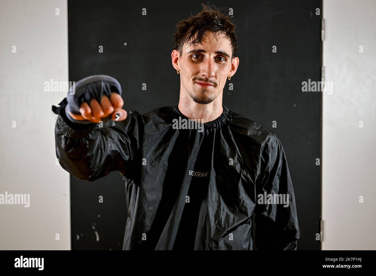 Belgian boxer Antoine Vanackere pictured during a boxing training ...